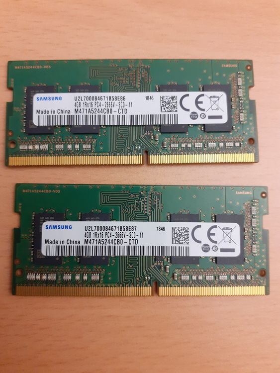 Samsung DDR4 RAM 2 x 4 GB, 2666V MHz, SO-DIMM 260 Pin (Gebraucht) in ...