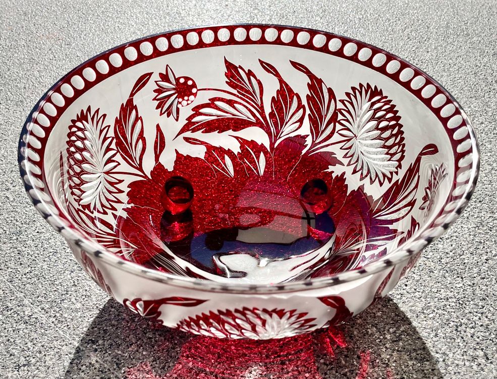 Lötz Art Déco Schale, Motiv Dahlia, Rubinätze&Schliff, ~1920 (Gebraucht ...