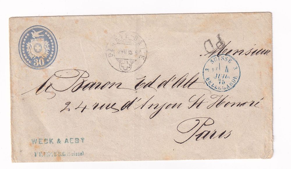 1575 Tüblibrief Geneve - Paris, Stempel GENEVE-BALE und PD (Gebraucht ...