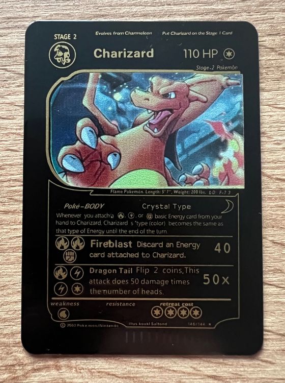 Charizard Skyridge Secret Rare Metallkarte Schwarz (Neu (gemäss ...
