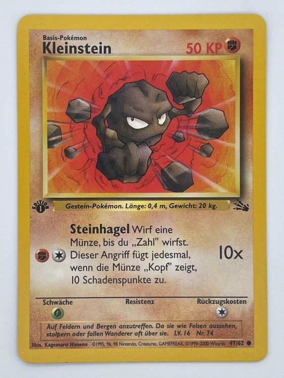 Kleinstein 47/62 Pokémon Fossil 1st. Edition (Neu (gemäss Beschreibung ...