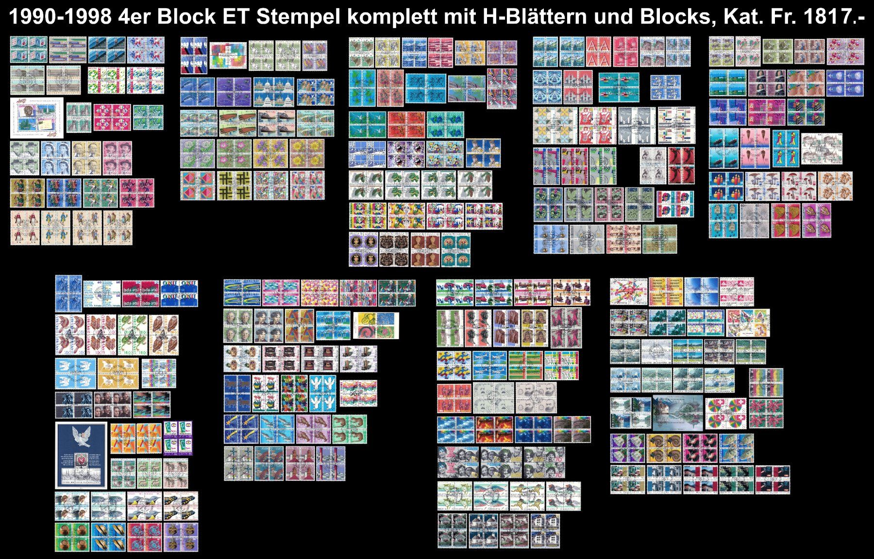 1990-1998 4er Block Ersttag komplett H-Blättern Fr. 1817.- (Gebraucht ...