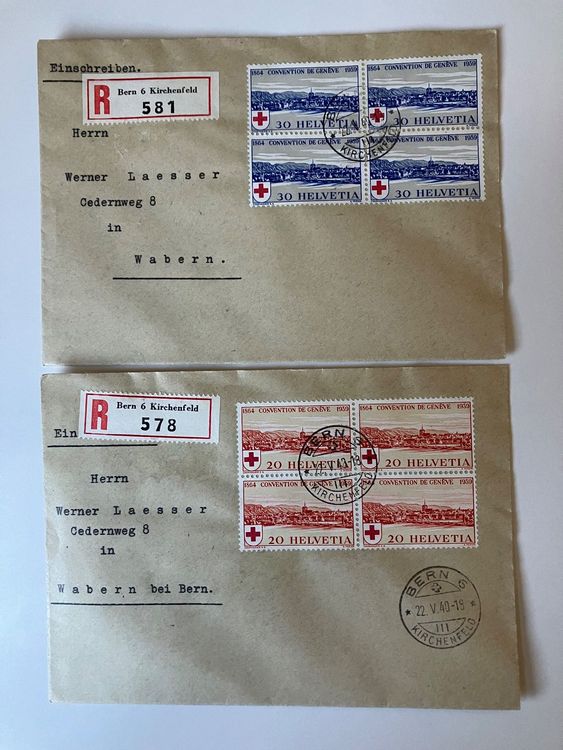 2 4er Blocks Kat. Nr.240/241 auf Brief /sauber (Gebraucht) in Baar für CHF 5 – mit Lieferung auf ...