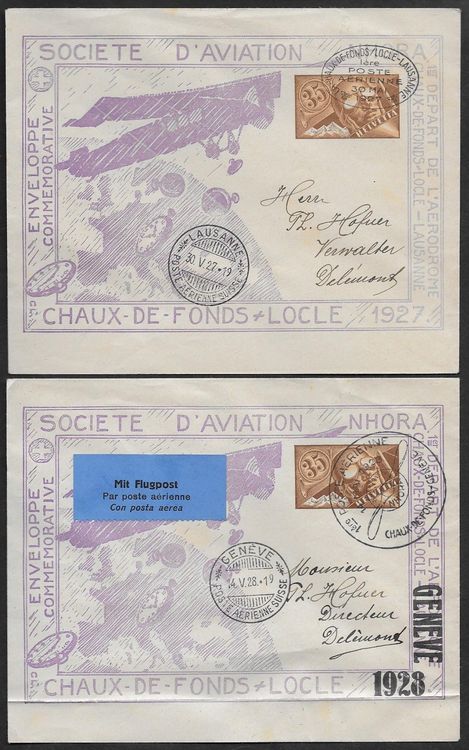 1928 zwei illust. GS Briefe NHORA 35ct. verschieden ab 1.- (Gebraucht) in Zürich für CHF 8 – mit ...