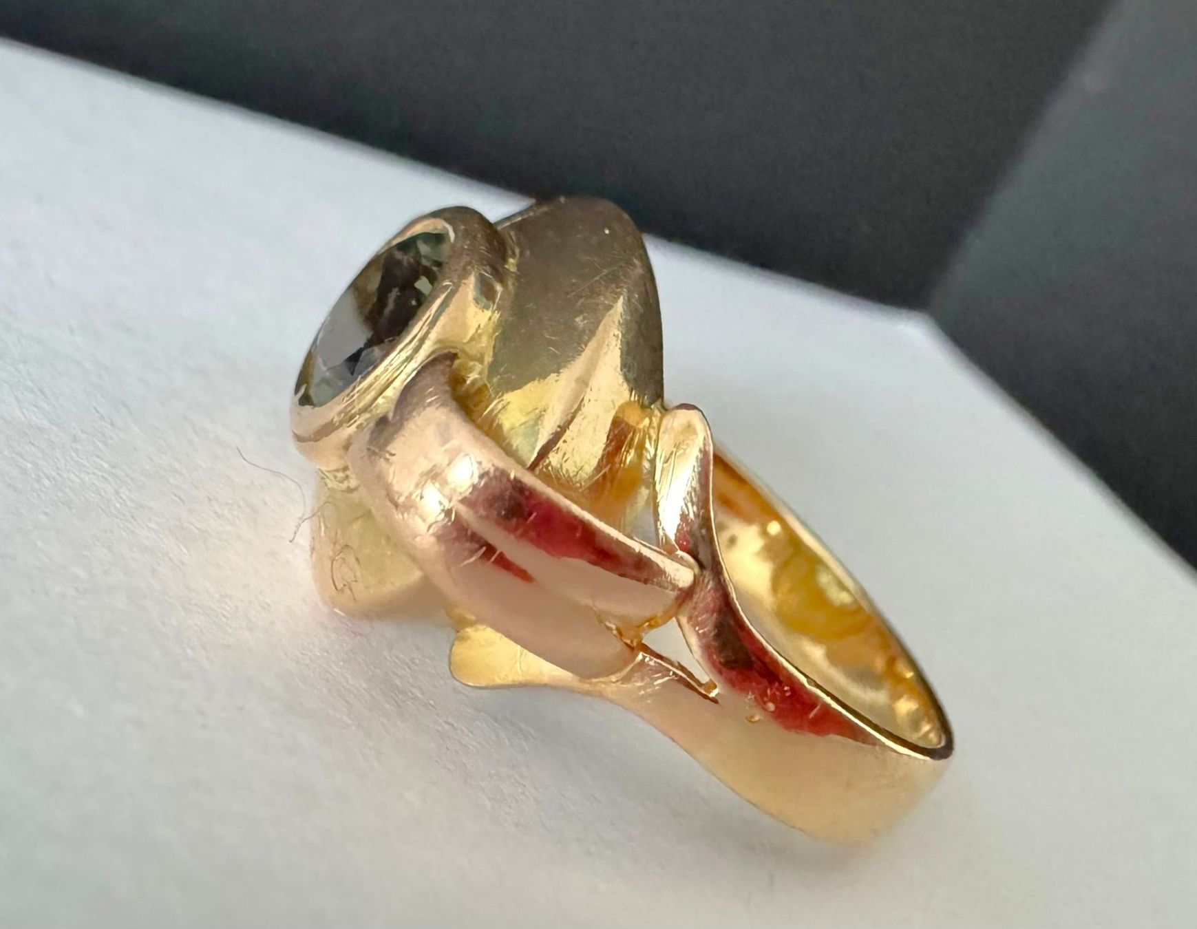 18 Karat Gold Ring (750 gest.) mit Turmalin UNIKAT um 1950 (Gebraucht ...
