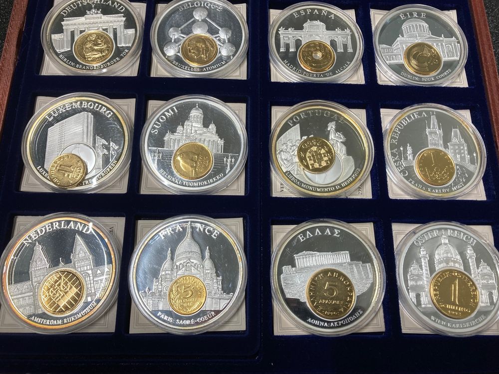 Sammlermedaillen „Geld Europas“ mit vergoldetem Inlay (Gebraucht) in ...