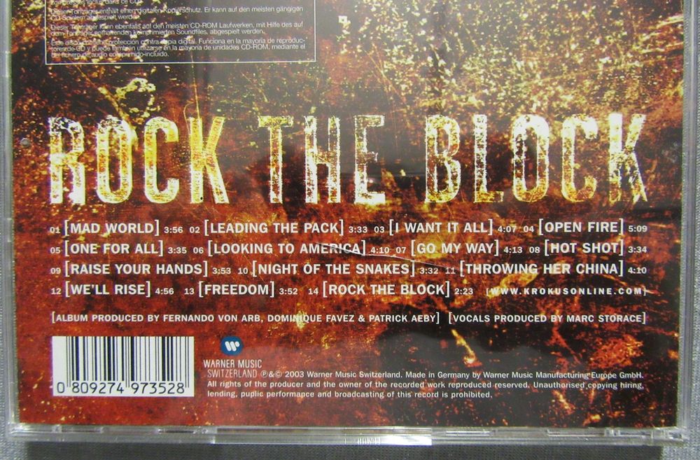 Krokus - Rock The Block - CD ab CHF 3.00 (Gebraucht) in Auenstein für ...
