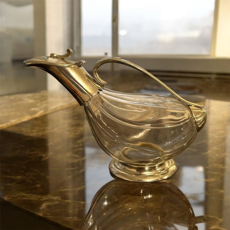 Carafe à vin vintage en verre et étain (Neuf (Voir description)) à Plan ...