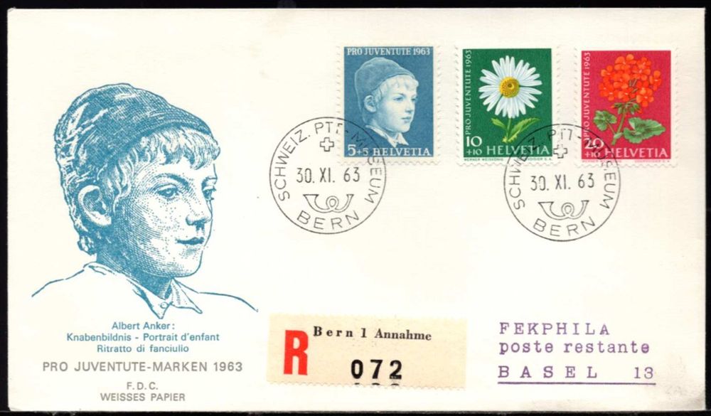 FDC Pro Juventute 1963 J 200 - J 202 ohne Leuchtstoff SST (Gebraucht ...