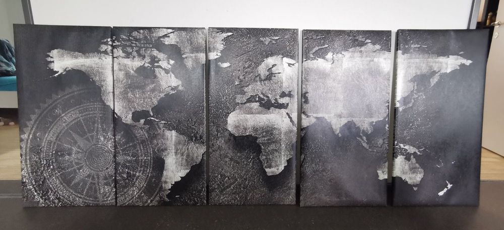 Leinwandbild Weltkarte (5 teilig) | Kaufen auf Ricardo