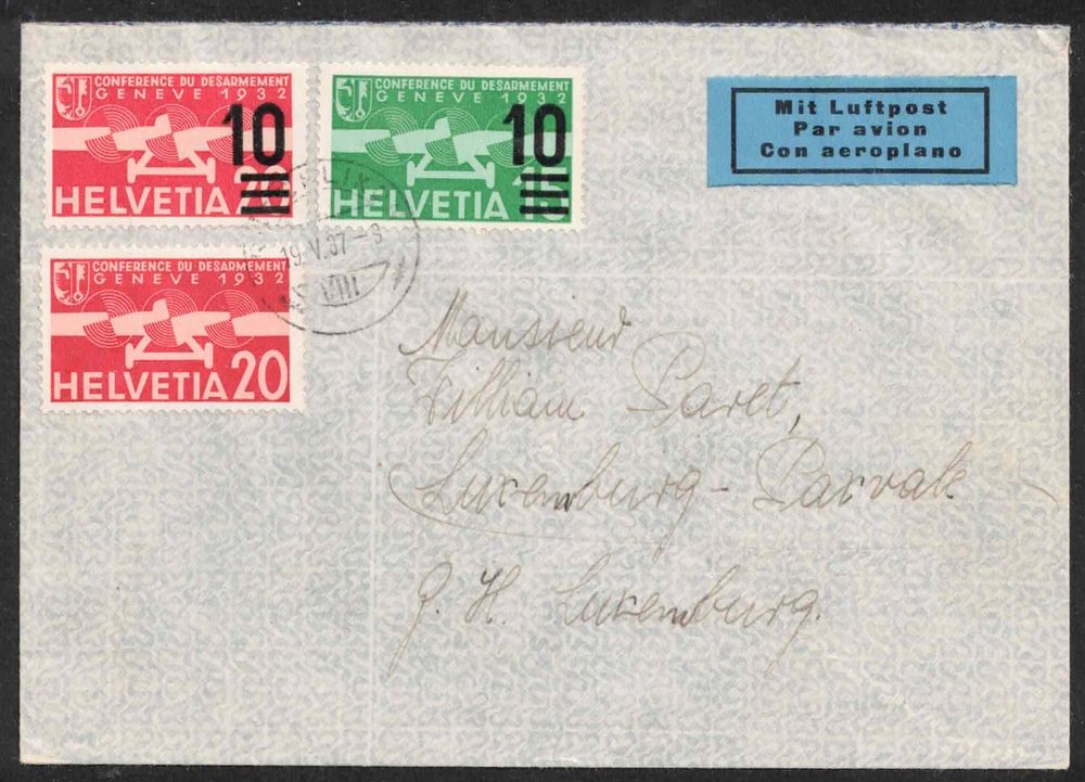 1937, Flugpost Brief nach Luxembourg, ab 1.- | Kaufen auf Ricardo