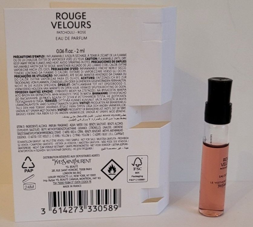 YSL Rouge Velours 2ml Probe Muster le Vestiaire des Parfums | Kaufen ...