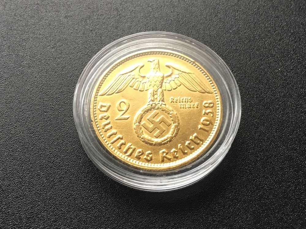 2 Reichmark 1938 D. Silbermünze poliert und vergoldet Stgl (Gebraucht) in St. Margrethen SG für ...