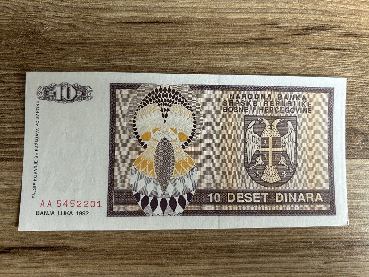 10 Dinar Banknote Bosnien-Herzegowina, 1992, Rarität! (Neu (gemäss ...