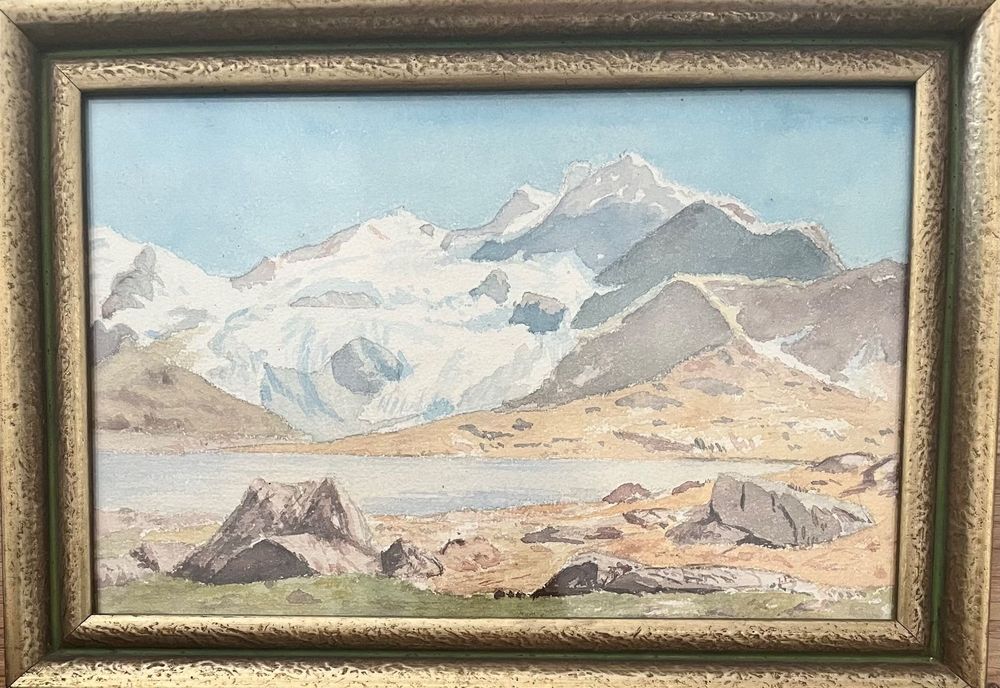 Berglandschaft Aquarell Monogrammiert: L. P. mit Rahmen (Gebraucht) in Gersau für CHF 19 – mit ...