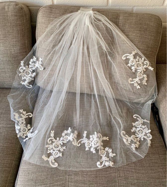 NEUER Braut Schleier weiss 90 cm mit Kamm - 2021136 (Neu (gemäss ...