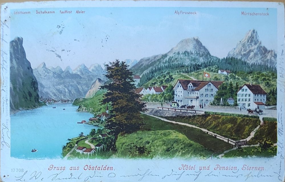 Alte Ansichtskarte Obstalden am Walensee, um 1903 (Gebraucht) in Siebnen für CHF 12 – mit ...