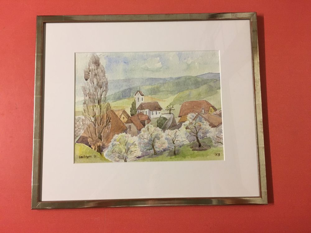 Original Aquarell Bild Vechigen, Monogrammiert K.B. (Gebraucht) in Lanzenhäusern für CHF 20 ...