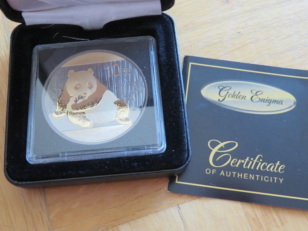 China 2015 -10 Yuan Panda - Black Ruthenium & 24 Gold Plated (Neu ...