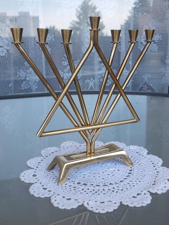 Jüdischer Messing Kerzenständer signiert WAINBERG Israel (Gebraucht) in ...