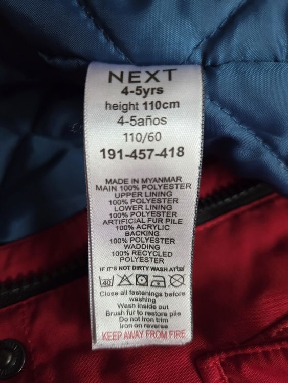 Winterjacke Next, Grösse 110, rot (Gebraucht) in Starrkirch-Wil für CHF ...