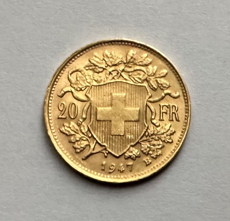 Gold Vreneli Helvetia Fr. 20.00 - 1947 B (Gebraucht) in Unterseen für ...