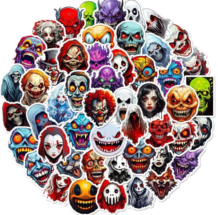 Monster Fratze Clown Maske Horror Scream 50 tlg Stickerset (Neu und ...