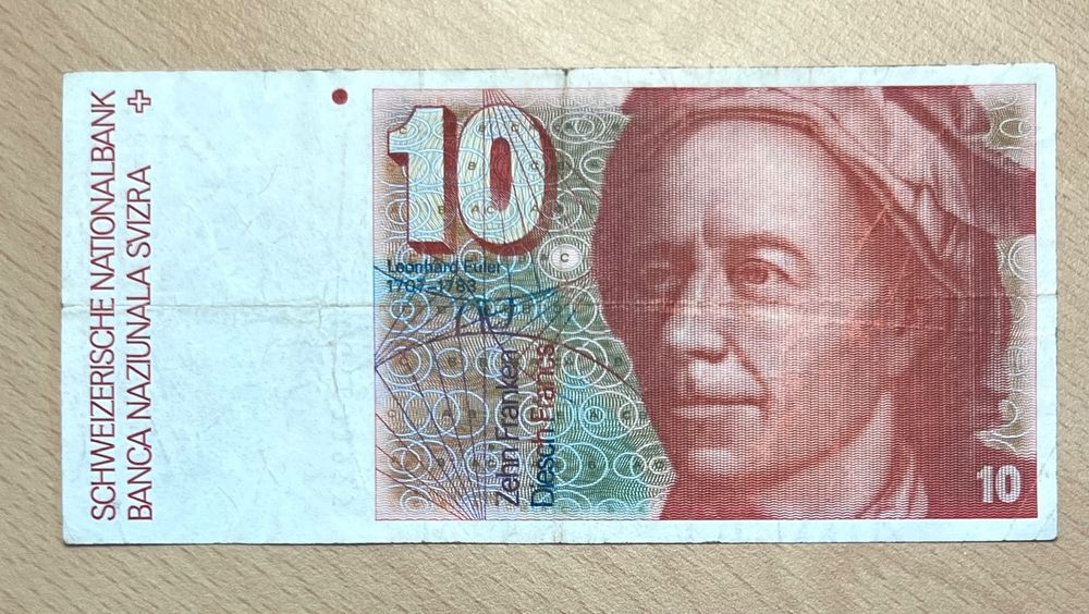 Banknote 10 Franken Schweiz Serie 6 Leonard Euler (Gebraucht) in Vaduz ...