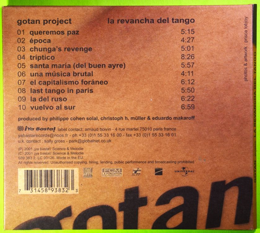 GOTAN PROJEKT / LA REVANCHA DEL TANGO / HERVORRAGENDE CD | Kaufen auf ...