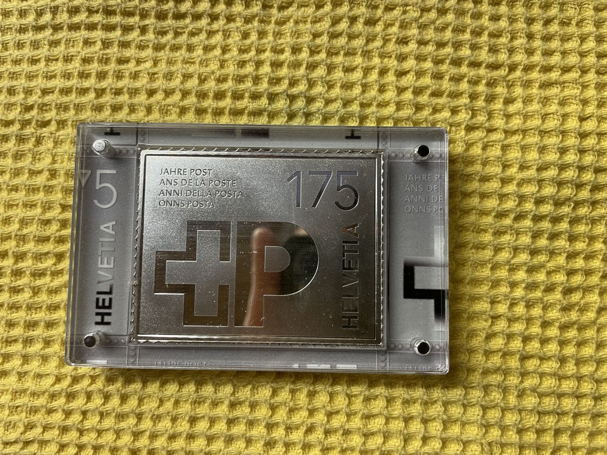 Silberbriefmarke 175 Jahre Schweizerische Post 175 g Reinsil (Neu und ...