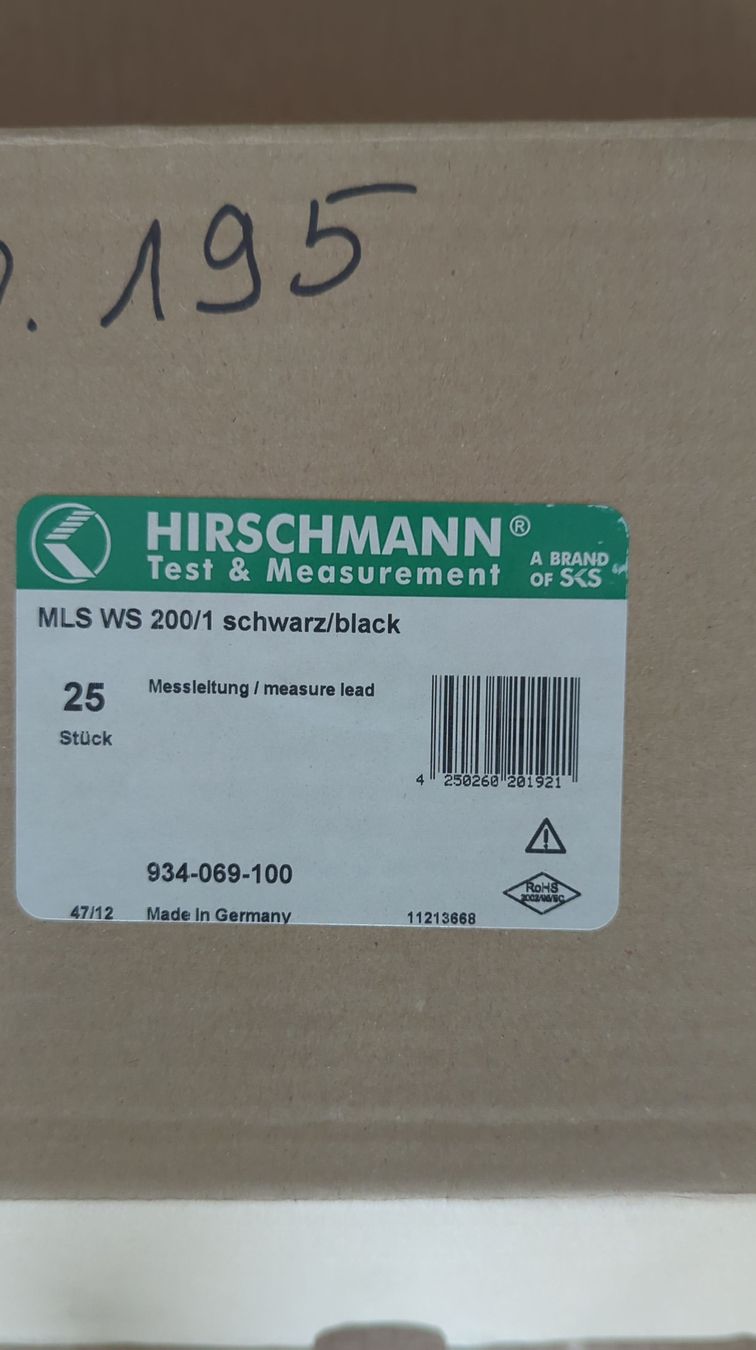 Hirschmann MLS WS 200/1 schwarz/black - 25 pcs New! (Neu (gemäss Beschreibung)) in Lyss für CHF ...