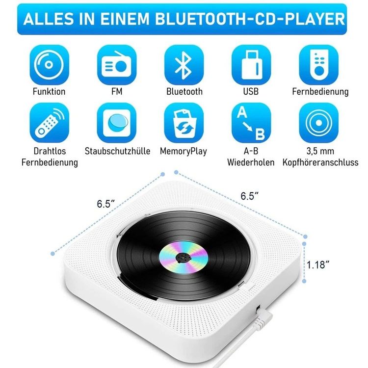 Desktop Bluetooth CD Player eingebauten HiFi Lautsprechern (Neu (gemäss ...