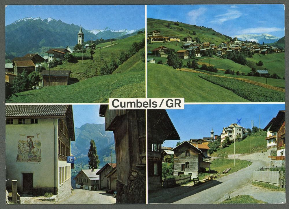 AK col Cumbels GR 4- fach Mehrbild Dorf Piz Terri ≈ 1973 | Kaufen auf Ricardo