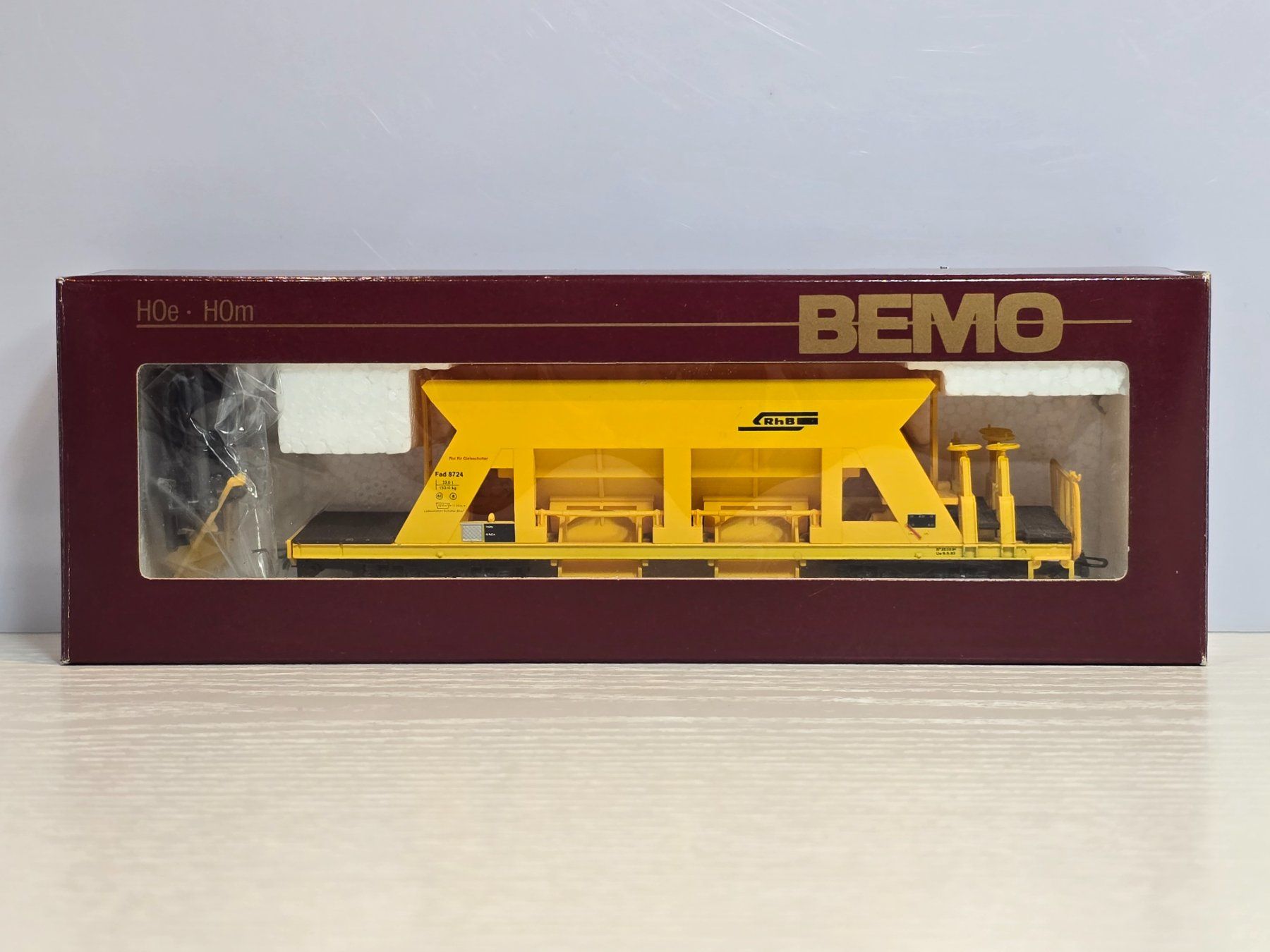 Bemo 2287124, RhB, Fad 8724 Kiestransportwagen gelb, Vitrine (Neu ...