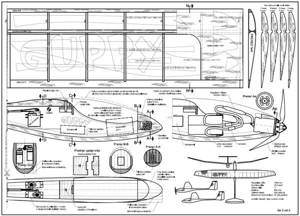 Bauplan Segler- Plan de constr (Electro) Planeur "Guppy" (Neu (gemäss ...