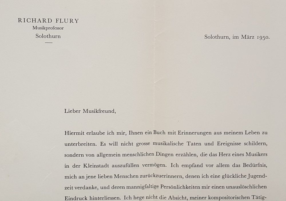 Der Solothurner Dirigent & Komponist Richard Flury,1896-1967 | Kaufen auf Ricardo
