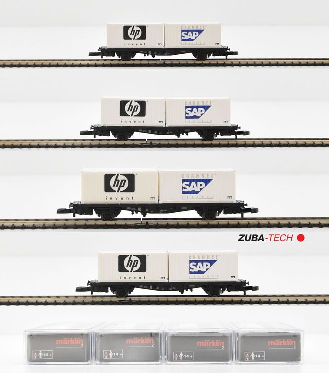 Märklin mini club 4x Containerwagen der DB Spur Z GS mit OVP (Gebraucht ...