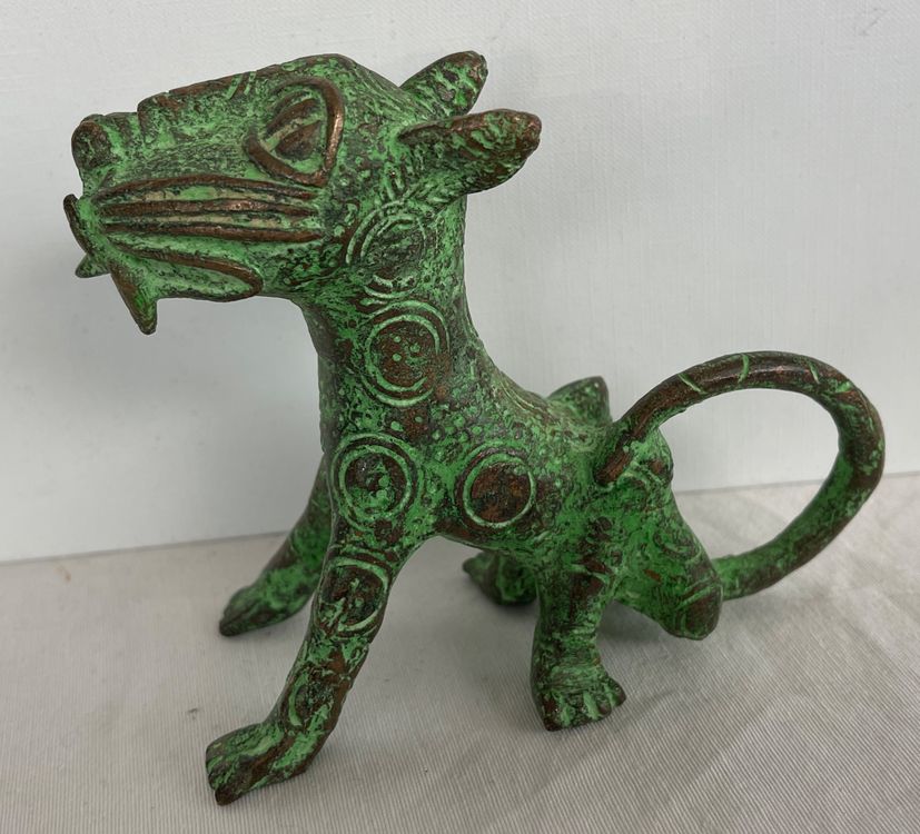 feiner alter Leopard Bronze Benin Höhe 11,5 cm | Kaufen auf Ricardo