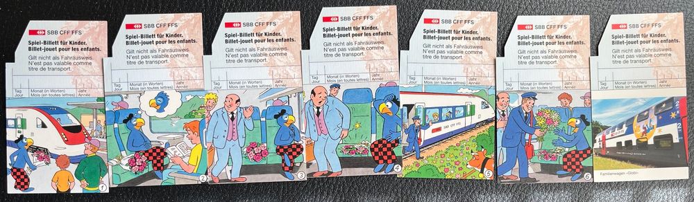 Globi SBB 7 Spiel Billette für Kinder Serie 1 - 6 plus 1 (Neu und ...
