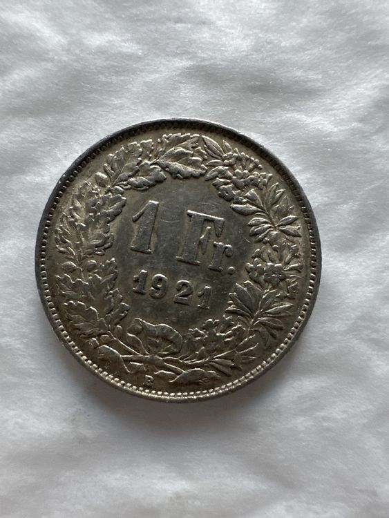 Silbermünze 1 Franken Helvetia 1921 Schweiz Swiss Franc Münz (Gebraucht) in Bern für CHF 4 – mit ...