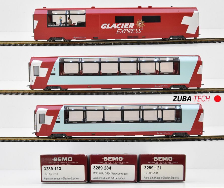 Bemo 3x Glacier Express Panoramawagen RhB/MGB H0m GS mit OVP (Gebraucht) in St. Gallen für CHF ...
