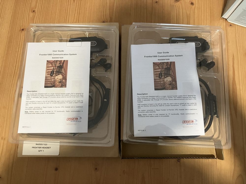 NEU 2+1 Racal Frontier RA5500/1020 In Ear Headset Selex Funk (Neu und ...