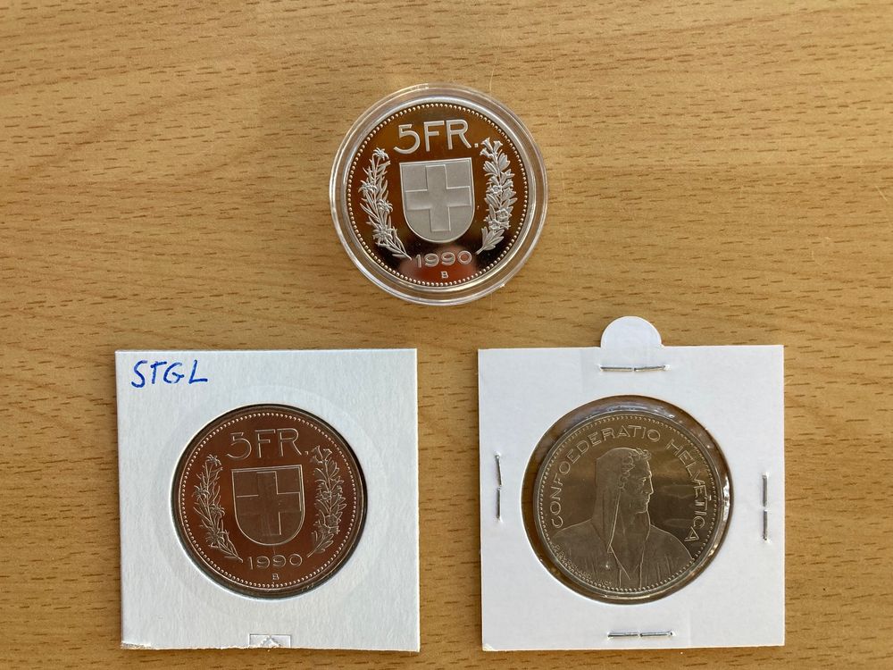 Schweiz 1990 in PP und STGL sowie unzirkuliert. 5 Franken | Kaufen auf Ricardo