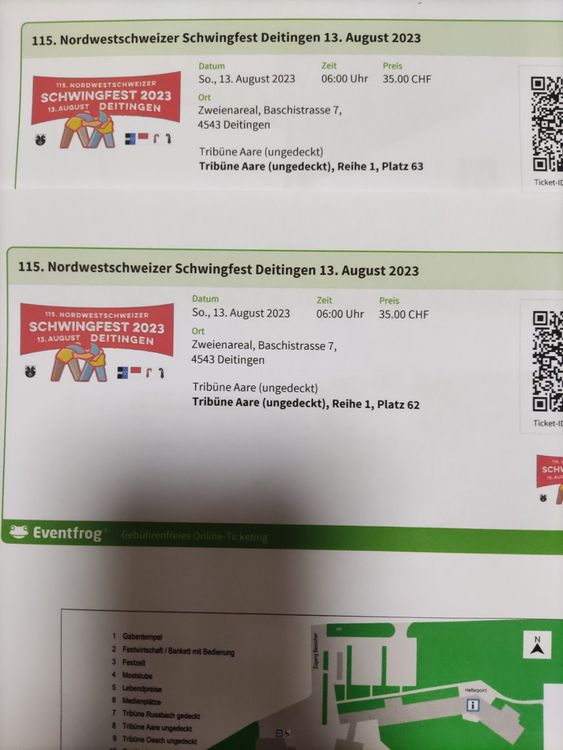 Ticket Nordwestschweizer Schwingfest Deitingen | Kaufen auf Ricardo