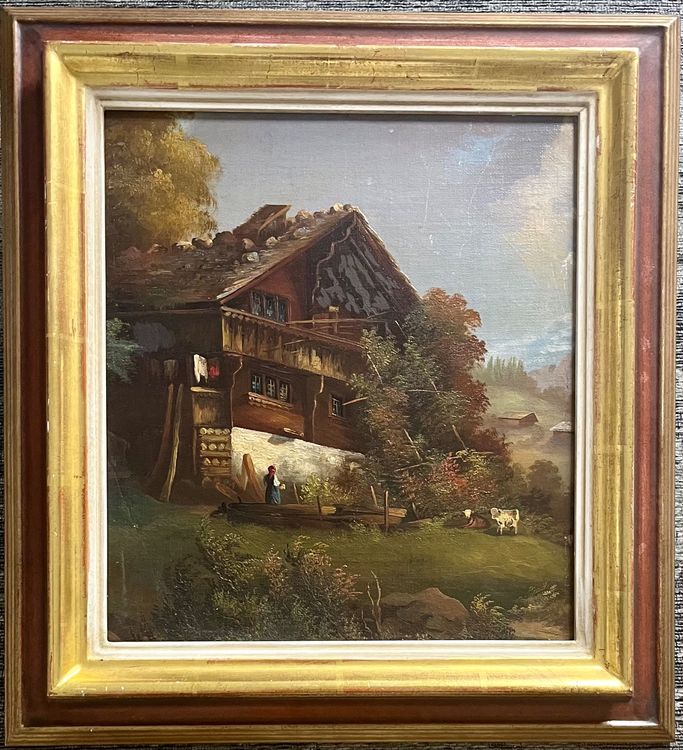 19.J.H. Schweizer Schule Bauernhoff Szene Gemälde (Gebraucht) in Root für CHF 59 – nur Abholung ...