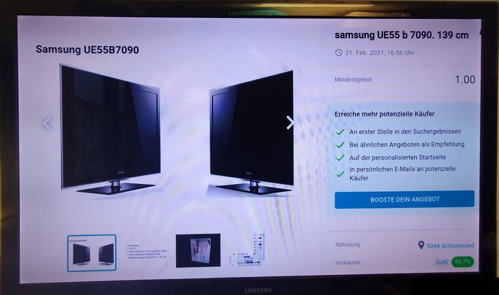 samsung UE55 b 7090. 139 cm | Kaufen auf Ricardo