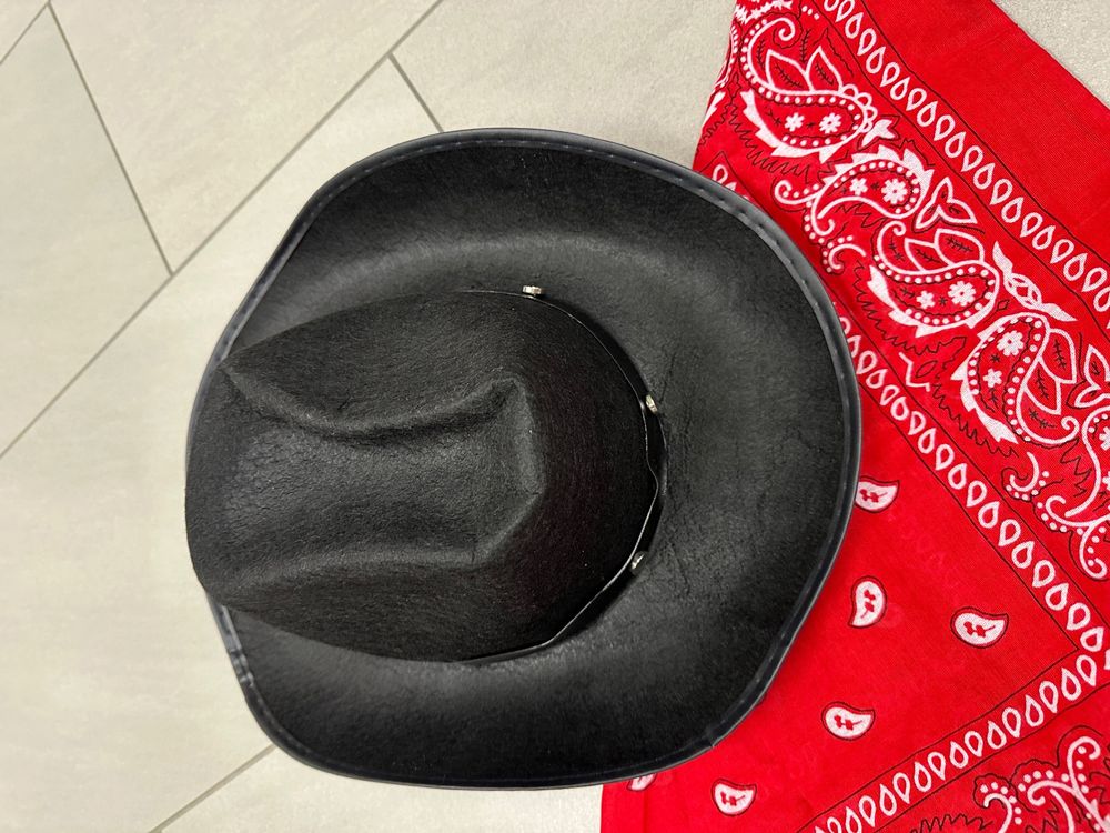 Cowboy/Cowgirl Hut schwarz mit Halstuch, Party/Fasnacht | Kaufen auf ...