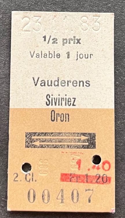 Vauderens Siviriez Oron / Billett 1983 (Gebraucht) in Wabern für CHF 2 – mit Lieferung auf ...