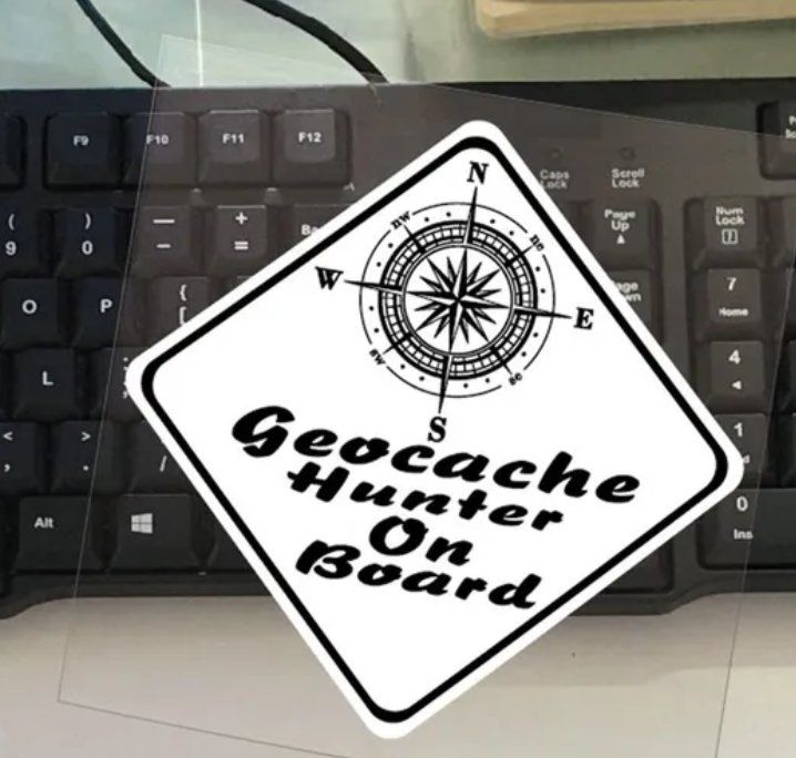 Geocach Aufkleber Geocache Hunter on Board Farbe Weiss (Neu und ...