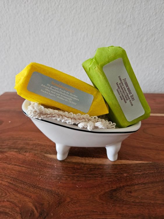Seifenschale, Badewanne, Porzellan,handgemachte Seife (Neu (gemäss ...